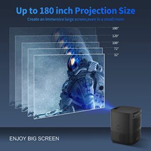 Hasatek Projector,Portable Projector, Black,Mini Projector with WiFi and Bluetooth,Outdoor Projector 4k for Movies Night,Native 1080p HD,10W Speaker,150 Inch Picture,Home Entertainment