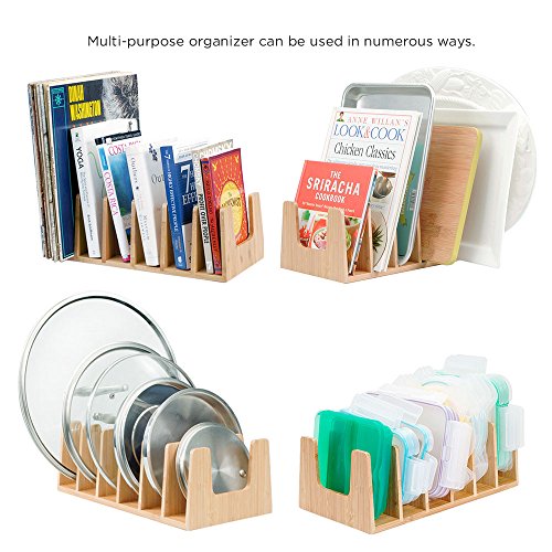 MobileVision Bamboo Book Rack, Video, CD, Record Organizer, 6 Sections