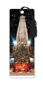 dimension 9 3d lenticular bookmark with tassel, rockefeller center christmas tree, winter in new york city series (lbm082)