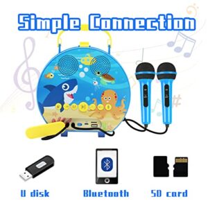 Kids Karaoke Machine for Girls Boys with 2 Microphones Toddler Singing Toys Children Karaoke Singing Machine Recording Voice Changing Speaker for Party Christmas Birthday Gift