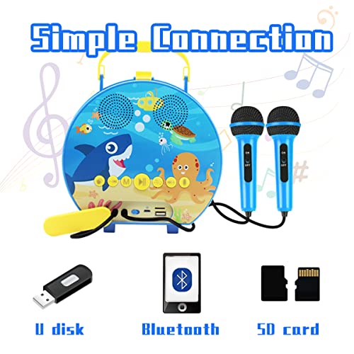 Kids Karaoke Machine for Girls Boys with 2 Microphones Toddler Singing Toys Children Karaoke Singing Machine Recording Voice Changing Speaker for Party Christmas Birthday Gift