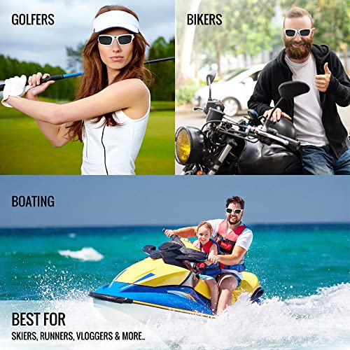 GoVision SOL 1080p HD Camera Glasses Video Recording Sport Sunglasses with Bluetooth Speakers and 15mp Camera - White