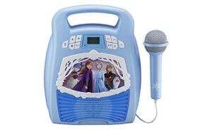 frozen 2 bluetooth portable mp3 karaoke machine player with light show store hours of music with built in memory sing along using the real working microphone usb port to expand your content