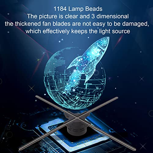 Luqeeg 3D Hologram Projector, 1600x1184 Holographic Advertising Projector, Naked Eye 3D Holographic Projection Fan with Remote Control for Commercial Shop Sign Party Events Display