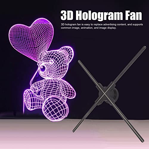 Luqeeg 3D Hologram Projector, 1600x1184 Holographic Advertising Projector, Naked Eye 3D Holographic Projection Fan with Remote Control for Commercial Shop Sign Party Events Display