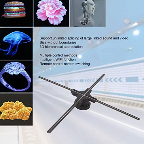 Luqeeg 3D Hologram Projector, 1600x1184 Holographic Advertising Projector, Naked Eye 3D Holographic Projection Fan with Remote Control for Commercial Shop Sign Party Events Display