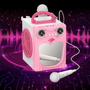 EARISE K25P Kids Karaoke Machine for Girls Boys, Karaoke Speaker with 2 Microphones, Karaoke Toy with Voice Changer & Flashing Lights, Christmas Holiday Birthday Gift, Bluetooth/AUX/TF Card/USB