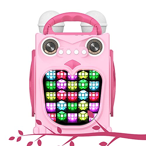 EARISE K25P Kids Karaoke Machine for Girls Boys, Karaoke Speaker with 2 Microphones, Karaoke Toy with Voice Changer & Flashing Lights, Christmas Holiday Birthday Gift, Bluetooth/AUX/TF Card/USB