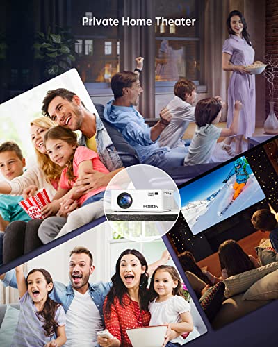 Mini Projector Native 1080P Outdoor Movie Projector with 120 Inch Projector Scr, HISION 8000L Portable Home Theater 4K Support Video Projector