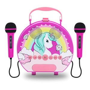 kids karaoke machine for girls boys with 2 microphones toddler singing karaoke toys children karaoke singing machine recording voice changing speaker for party birthday festival gift