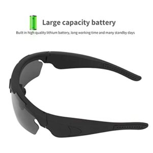 Video Sunglasses, 30FPS 1080P Full HD Video Recording Shooting Camera Glasses with UV Polarized Lenses, Audio Video Record Camera Glasses for Driving Hiking Fishing (Black)