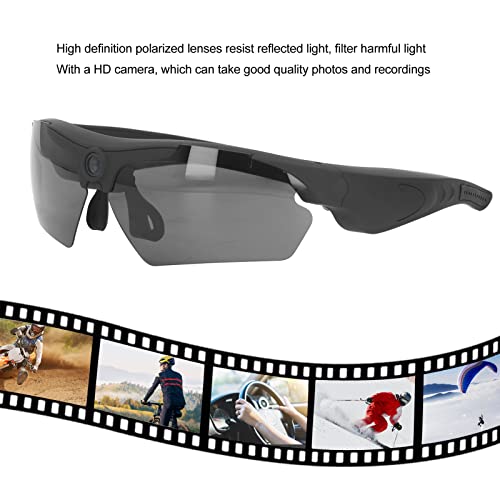 Video Sunglasses, 30FPS 1080P Full HD Video Recording Shooting Camera Glasses with UV Polarized Lenses, Audio Video Record Camera Glasses for Driving Hiking Fishing (Black)