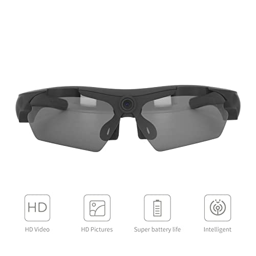 Video Sunglasses, 30FPS 1080P Full HD Video Recording Shooting Camera Glasses with UV Polarized Lenses, Audio Video Record Camera Glasses for Driving Hiking Fishing (Black)