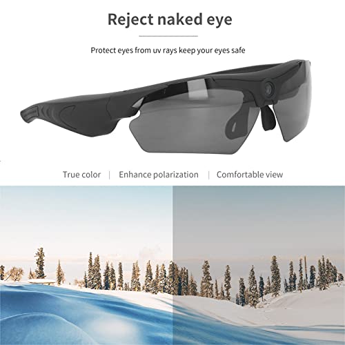 Video Sunglasses, 30FPS 1080P Full HD Video Recording Shooting Camera Glasses with UV Polarized Lenses, Audio Video Record Camera Glasses for Driving Hiking Fishing (Black)