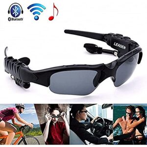 leaden wireless bluetooth mp3 polarized lenses music sunglasses v4.1 stereo handfree headphone for iphone samsung most smartphone or pc (black)