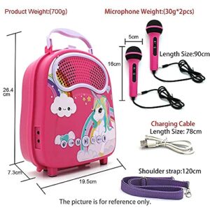 NA Kids Karaoke Machine for Girls Boys with 2 Microphones Toddlers Bluetooth Karaoke Toy for Singing Portable Children Karaoke Speaker with Voice Changer for Christmas Holiday Birthday Gift