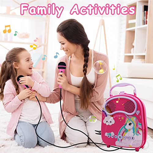 NA Kids Karaoke Machine for Girls Boys with 2 Microphones Toddlers Bluetooth Karaoke Toy for Singing Portable Children Karaoke Speaker with Voice Changer for Christmas Holiday Birthday Gift