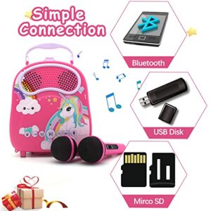 NA Kids Karaoke Machine for Girls Boys with 2 Microphones Toddlers Bluetooth Karaoke Toy for Singing Portable Children Karaoke Speaker with Voice Changer for Christmas Holiday Birthday Gift