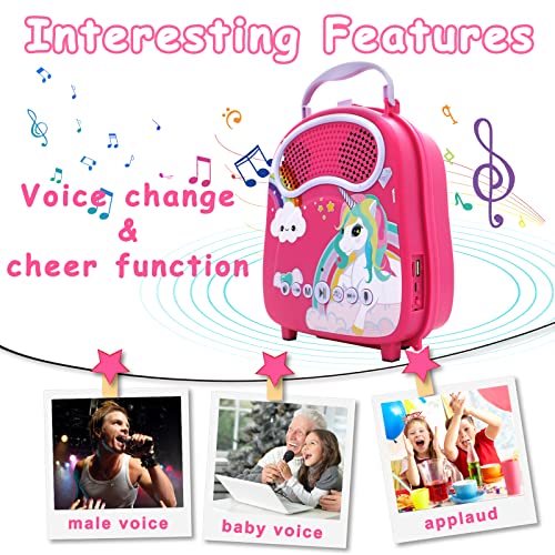 NA Kids Karaoke Machine for Girls Boys with 2 Microphones Toddlers Bluetooth Karaoke Toy for Singing Portable Children Karaoke Speaker with Voice Changer for Christmas Holiday Birthday Gift