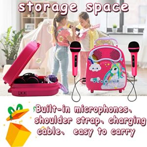 Kids Karaoke Machine for Girls Boys with 2 Microphones Portable Children Singing Machine Includes Voice Change/Storage Space Bluetooth Toddler Karaoke Speaker Toy Gift for Birthday Festival