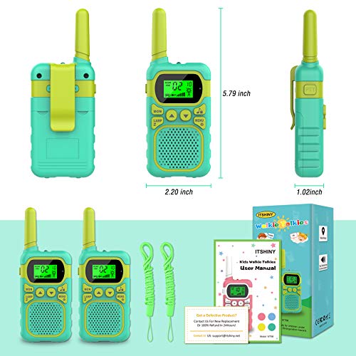 ITSHINY Kids Walkie Talkies with 22 Channels & 3 Mile Range for Outdoor Hiking Camping Children Toy Gifts for 3-12 Year Old Boys Girls -Green