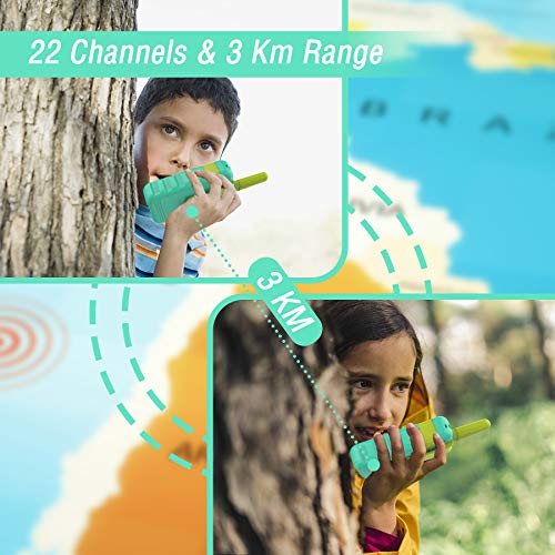 ITSHINY Kids Walkie Talkies with 22 Channels & 3 Mile Range for Outdoor Hiking Camping Children Toy Gifts for 3-12 Year Old Boys Girls -Green