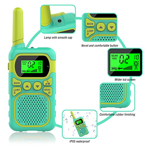 ITSHINY Kids Walkie Talkies with 22 Channels & 3 Mile Range for Outdoor Hiking Camping Children Toy Gifts for 3-12 Year Old Boys Girls -Green