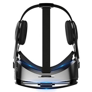 QIAOXINGXING Vr Glasses, 4d Mobile Games 3D Cinema with Headphones one Machine Helmet VR Glasses (Color : Black)