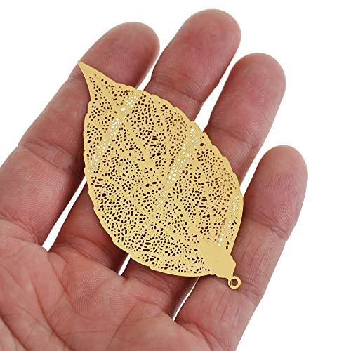 IUAQDP 8 Pieces Metal Leaf Hollow Bookmark with Hanging Hole, Leaf Vein Book Marker, Mesh Plant Page Marker for Bookworm Writer Reader Student Teacher Office School Stationery Accessory, Gold & Silver