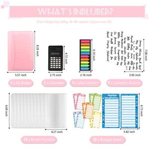 Budget Binder with Zipper Envelopes, Cash Envelopes for Budgeting, A6 PU Leather Budget Planner 2023 with Cash Envelopes Calculator, Bill Money Organizer for Cash Saving Budget System Wallet