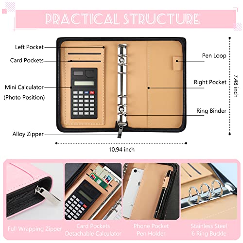 Budget Binder with Zipper Envelopes, Cash Envelopes for Budgeting, A6 PU Leather Budget Planner 2023 with Cash Envelopes Calculator, Bill Money Organizer for Cash Saving Budget System Wallet