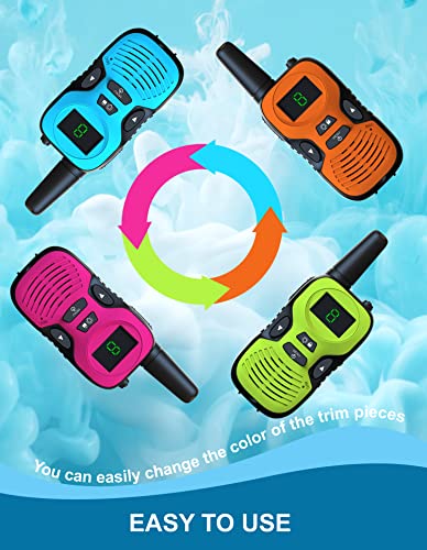 4Pcs Walkie Talkies for Kids Toys: Outdoor Toys for 3 4 5 6 7 8 9 10 11 12 Year Old Boys Girls Walkie Talkie Birthday Gifts - Long Range Camping Backyard Wakie-Talkies Party Favors Walky Talky