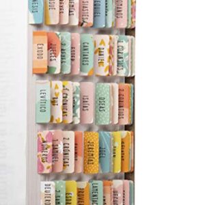 DiverseBee Spanish Bible Tabs (Large Print, Easy to Read), Bible Journaling Book Tabs, Christian Gift, 66 Bible Tabs Old and New Testament, Includes Catholic Books and 9 Blank Tabs - Alegria Theme