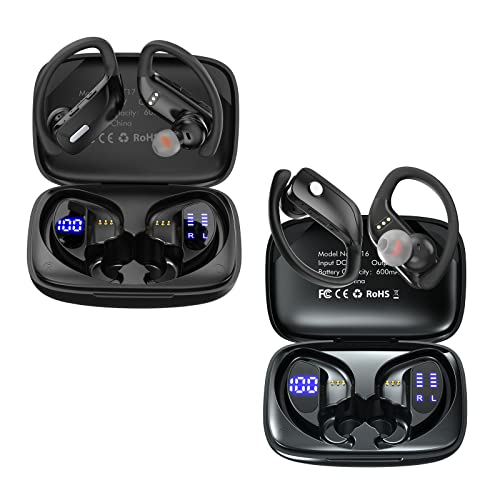 Caymuller Wireless Earbuds Bluetooth Headphones 48Hrs Play Back Sports Earphones with LED Display Built in Mic Deep Bass Stereo in Ear Waterproof Headset for Workout Gaming Running