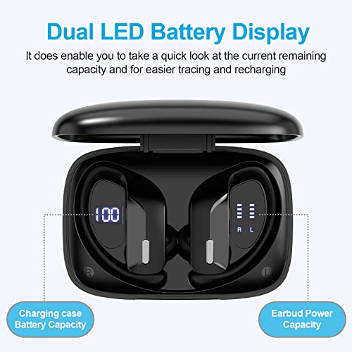 Caymuller Wireless Earbuds Bluetooth Headphones 48Hrs Play Back Sports Earphones with LED Display Built in Mic Deep Bass Stereo in Ear Waterproof Headset for Workout Gaming Running