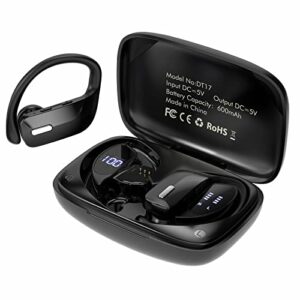 Caymuller Wireless Earbuds Bluetooth Headphones 48Hrs Play Back Sports Earphones with LED Display Built in Mic Deep Bass Stereo in Ear Waterproof Headset for Workout Gaming Running