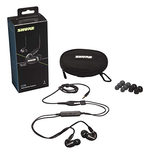 Shure SE215 Sound Isolating Earphones with 3.5mm Cable, Remote and Mic, Black