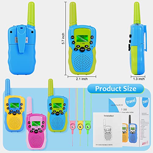 WPQOZZLP Walkie Talkies for Kids，5KMS Long Range Walkie Toy 22 Channels 2 Way Radio Toy with Backlit LCD Flashlight, Gifts Toys for 3-12 Year Old Boys Girls（3 Pack）