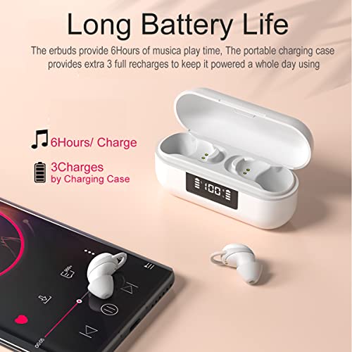 eleror Mini Wireless Earbuds X9, Small Bluetooth Earphones Headset Streaming Music from Cellphone for Sleep on Side, Running, Workout, Travel, Handsfree for iPhone & Samsung Phones(Ivory)