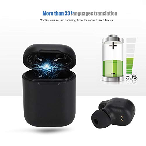 Wireless Bluetooth 33 Language Cellphone Translator Earbuds, Smart Delayed Translation Mini Single Ear Headset with Charging Box, Support for Mobile Phone Translation