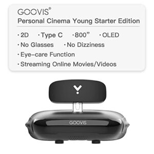 Goovis Young T2 Head-Mounted Display Personal Mobile Cinema with AM-OLED Display HMD for Gaming and Movies Compatible with Laptop Tablet Smartphone