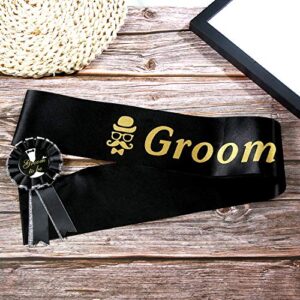 2 Pieces Groom Sash Badge Set Includes Groom to Be Satin Sash Groom to Be Award Ribbon Badge Brooch for Bachelor Party Engagement Celebration Supplies