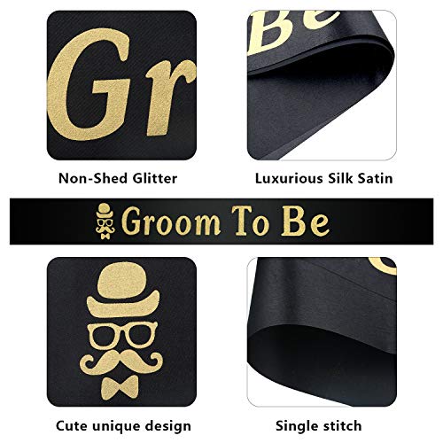 2 Pieces Groom Sash Badge Set Includes Groom to Be Satin Sash Groom to Be Award Ribbon Badge Brooch for Bachelor Party Engagement Celebration Supplies