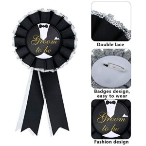 2 Pieces Groom Sash Badge Set Includes Groom to Be Satin Sash Groom to Be Award Ribbon Badge Brooch for Bachelor Party Engagement Celebration Supplies