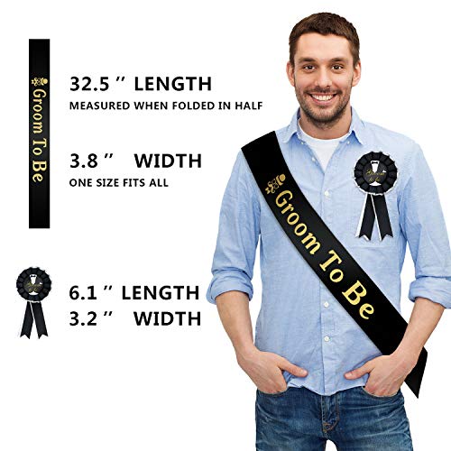 2 Pieces Groom Sash Badge Set Includes Groom to Be Satin Sash Groom to Be Award Ribbon Badge Brooch for Bachelor Party Engagement Celebration Supplies