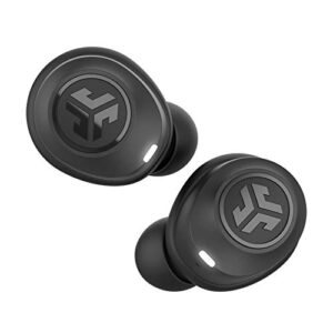 jlab jbuds air true wireless signature bluetooth earbuds + charging case – black – ip55 sweat resistance – bluetooth 5.0 connection – 3 eq sound settings signature, balanced, bass boost