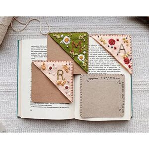 Cute Felt Triangle Bookmark for Women,Hand Stitched Felt Corner Letter Bookmark,Personalized Hand Embroidery Corner Bookmarks Accessories for Book Lovers (A, Fall)