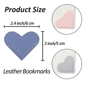 6 Pcs Leather Heart Bookmark, TACYKIBD Cute Bookmarks and Handmade Corner Page Book Marks for Women Men, Reading Accessories for Kids Teacher Student Bookworm Book Lover Gifts