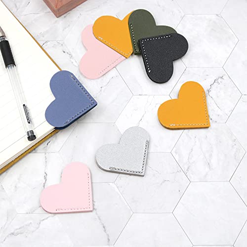 6 Pcs Leather Heart Bookmark, TACYKIBD Cute Bookmarks and Handmade Corner Page Book Marks for Women Men, Reading Accessories for Kids Teacher Student Bookworm Book Lover Gifts