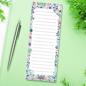 SWEETZER & ORANGE 6-Pack Magnetic Grocery List for Fridge (Floral Theme) - 3.5” x 9” Memo Notepad for Shopping, Locker, Filing Cabinet, To Do, Appointment Reminders, Meal Plans | 55 Sheets Per Pad